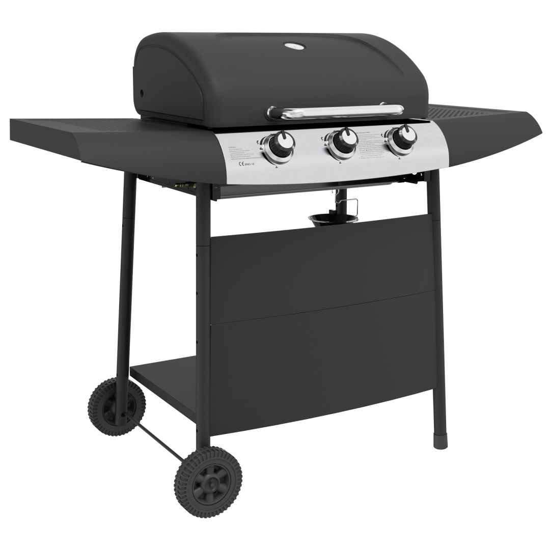 Light-weight 3 Burners Black Powder Coated Gas Grill with Front Plate ...