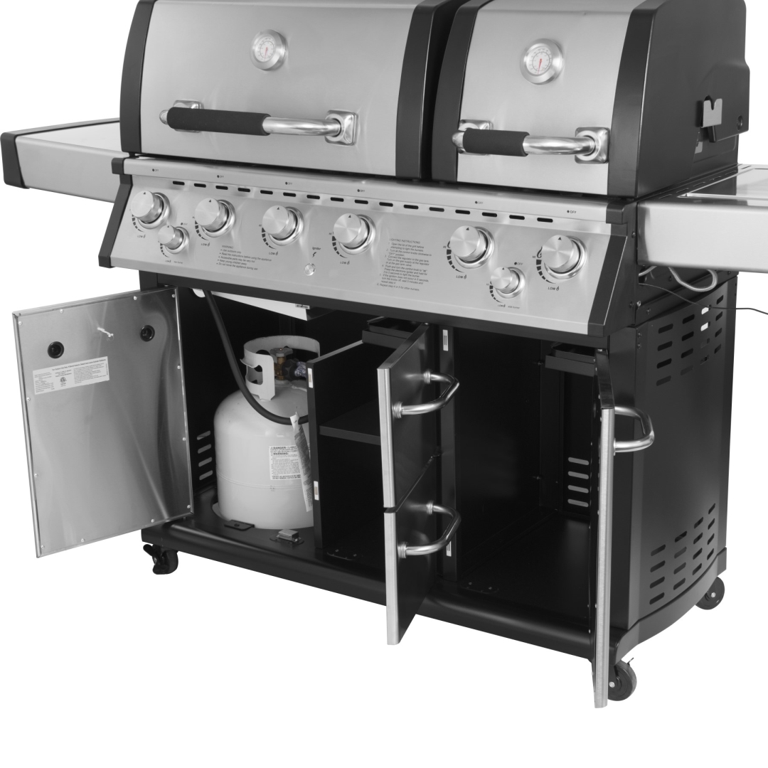 6-Burner Stainless Steel Gas Grill with Double-layer Firebox, Rear ...
